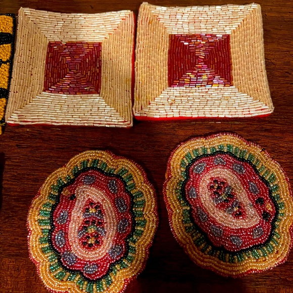 Other | 2 Sets Each Of Beaded Coasters Square And Round | Poshmark